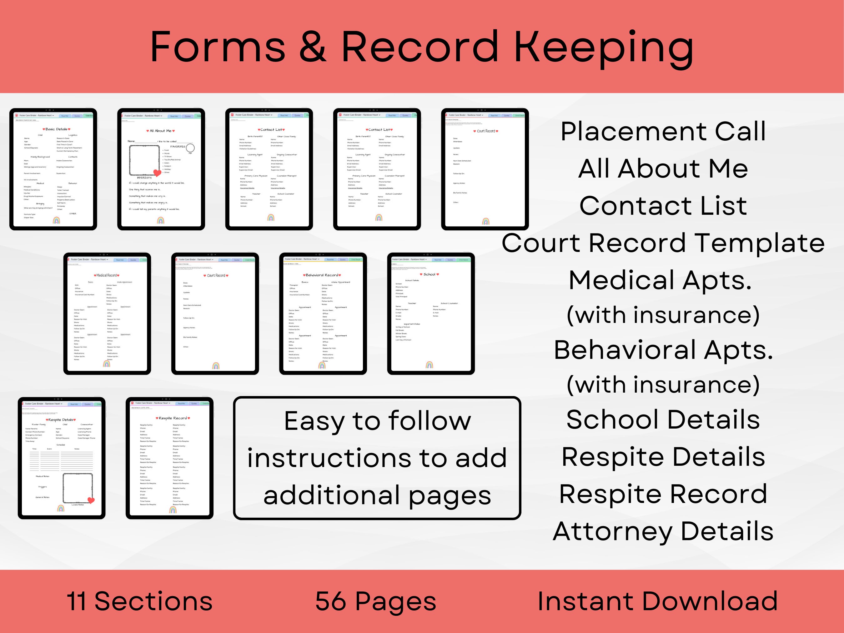 Foster Care Binder for Onenote | Digital Foster Care Management Binder ...