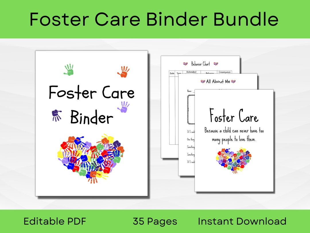 Foster Care Binder Handprint Heart Management Binder With Section ...
