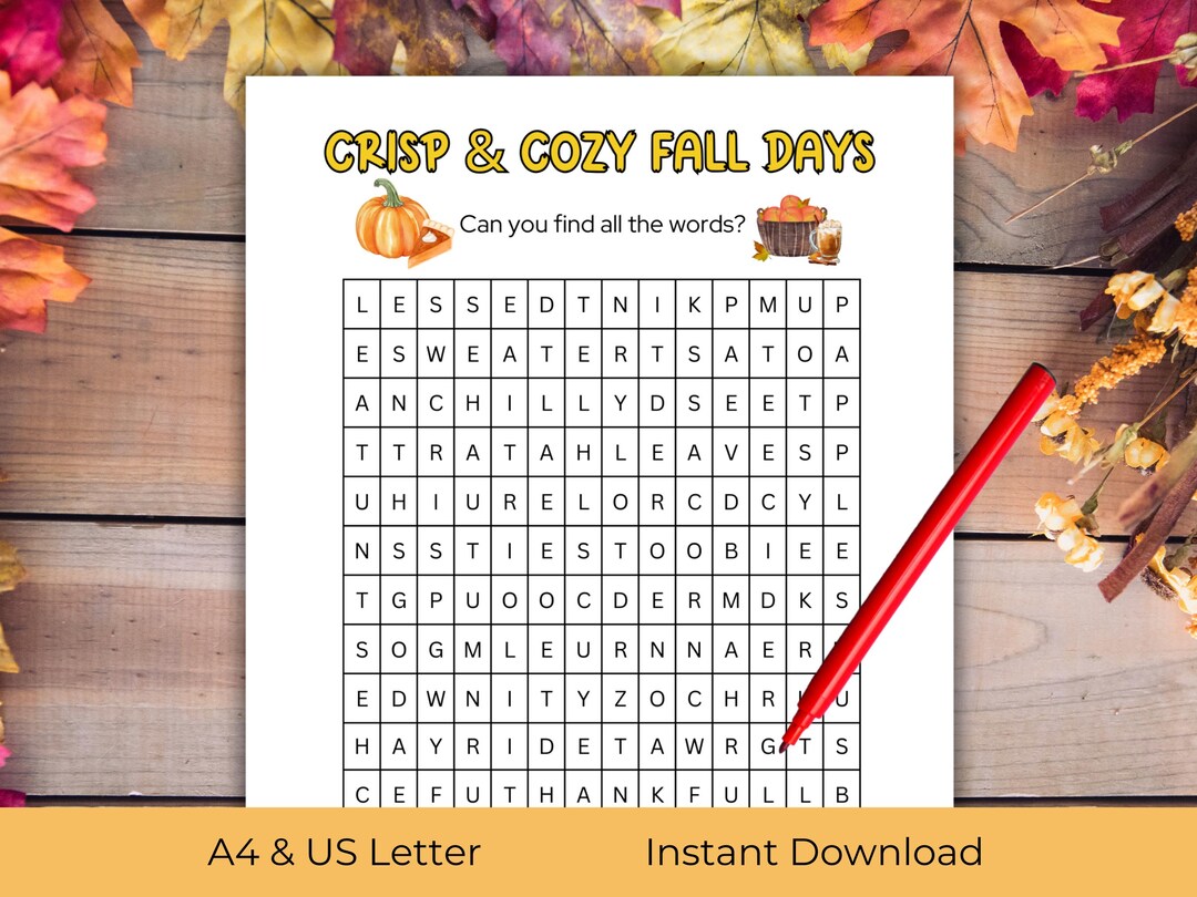 Fall Word Search for Kids | Montessori Homeschool Activities ...