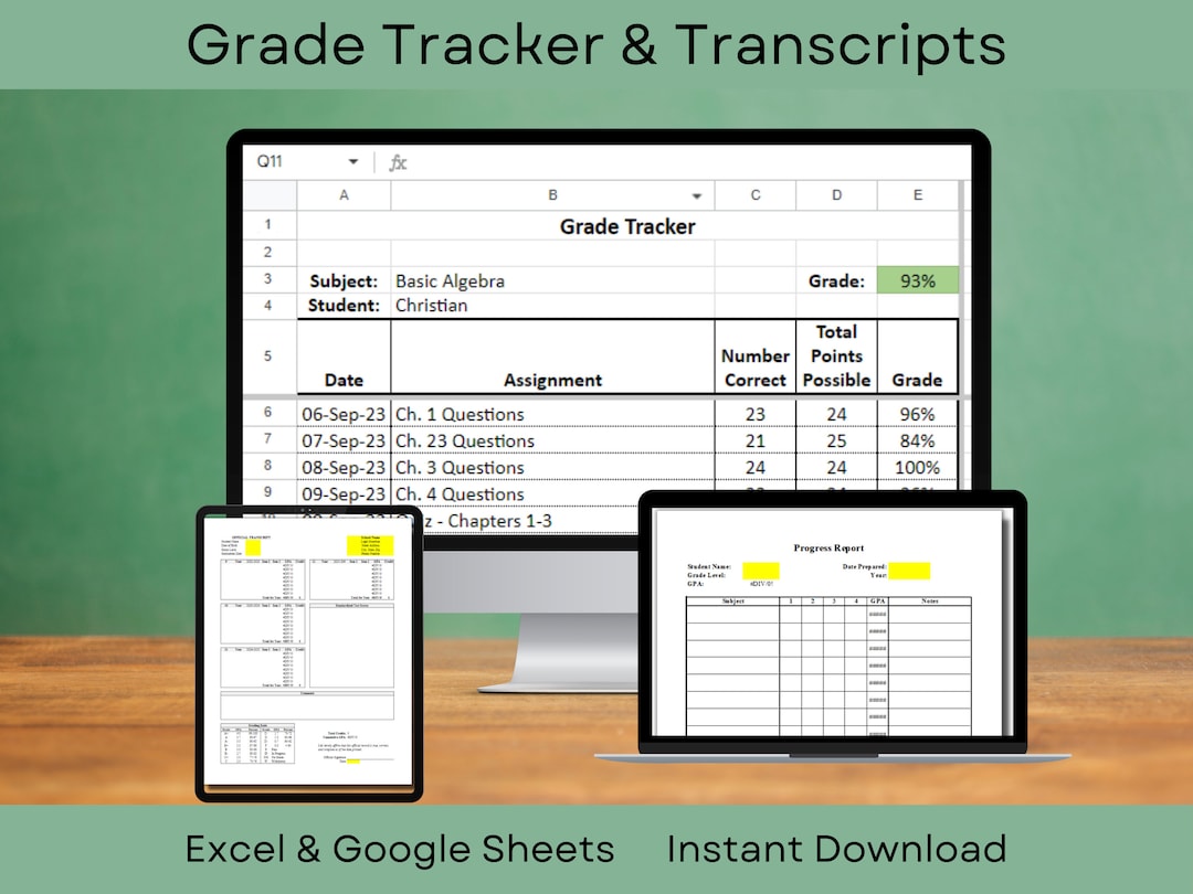 Homeschool Gradebook, Progress Reports and Transcript Template Bundle ...