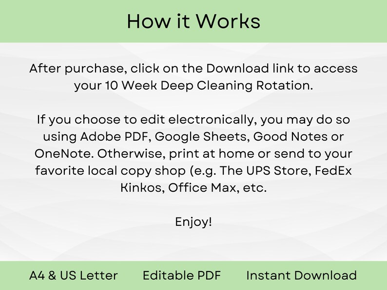 EDITABLE Cleaning Schedule With Checklist by Zone Essential Deep ...