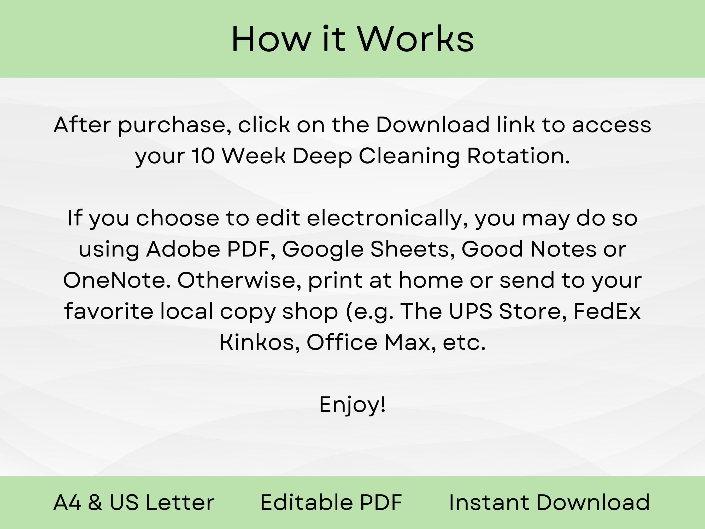 EDITABLE Cleaning Schedule With Checklist by Zone Essential Deep ...