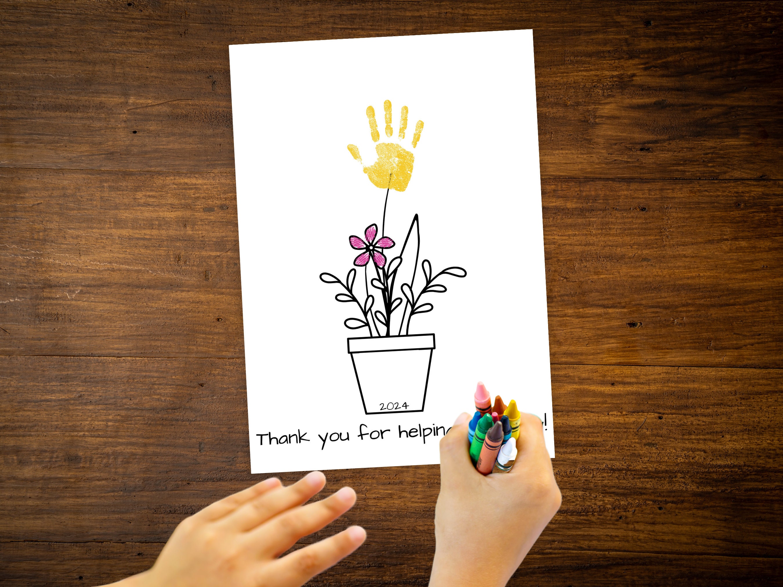 Handprint Flower Craft for Grandparents Day Flower Coloring Page Thank ...