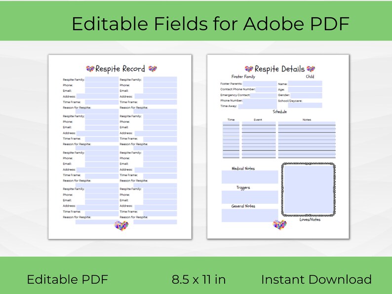 Editable Foster Care Management Respite and Child Care Bundle | Details ...