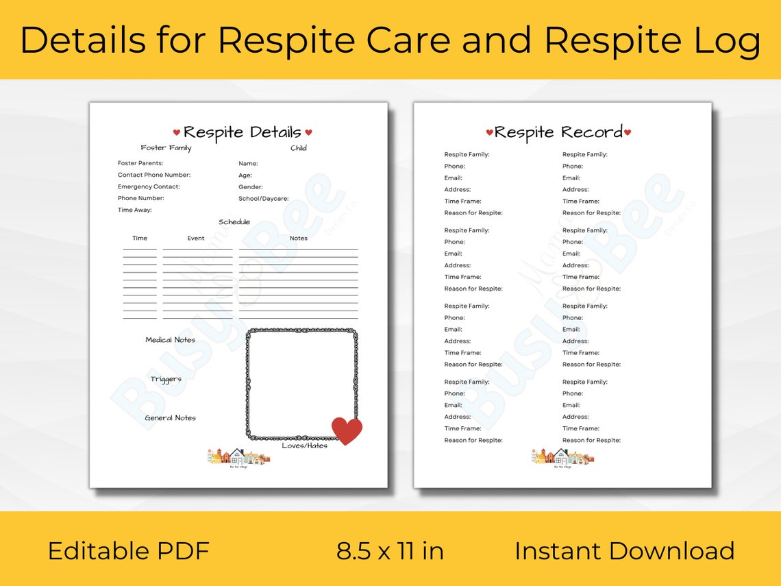 Editable Foster Care Respite and Child Care Bundle Be the Village ...