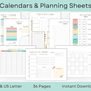 Editable Homeschool Planner With Grade Tracker | Colorful School Days ...