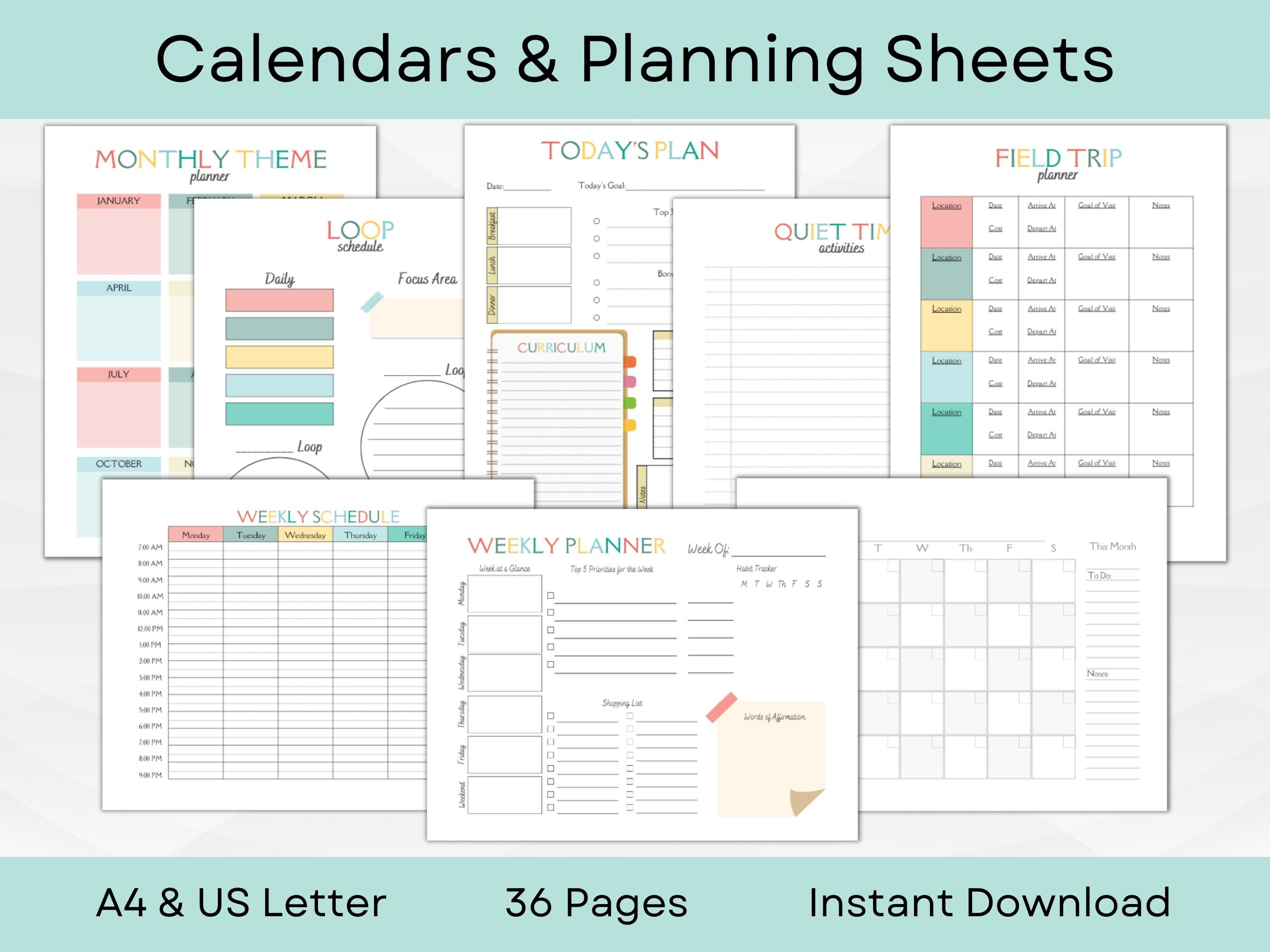 Editable Homeschool Planner With Grade Tracker Colorful School Days ...