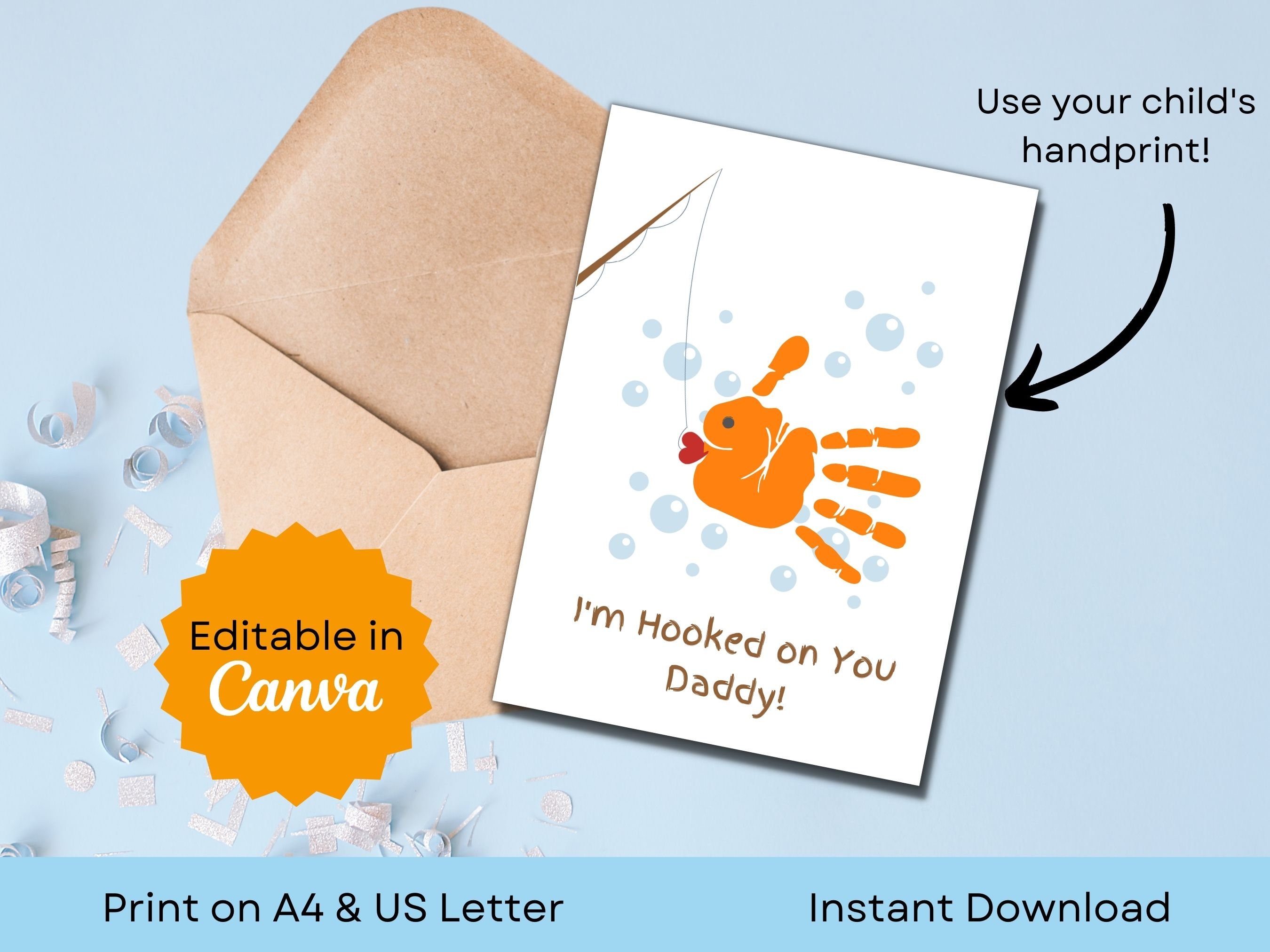 Editable Handprint Card for Fathers Day, Grandparents Day Handprint Art ...