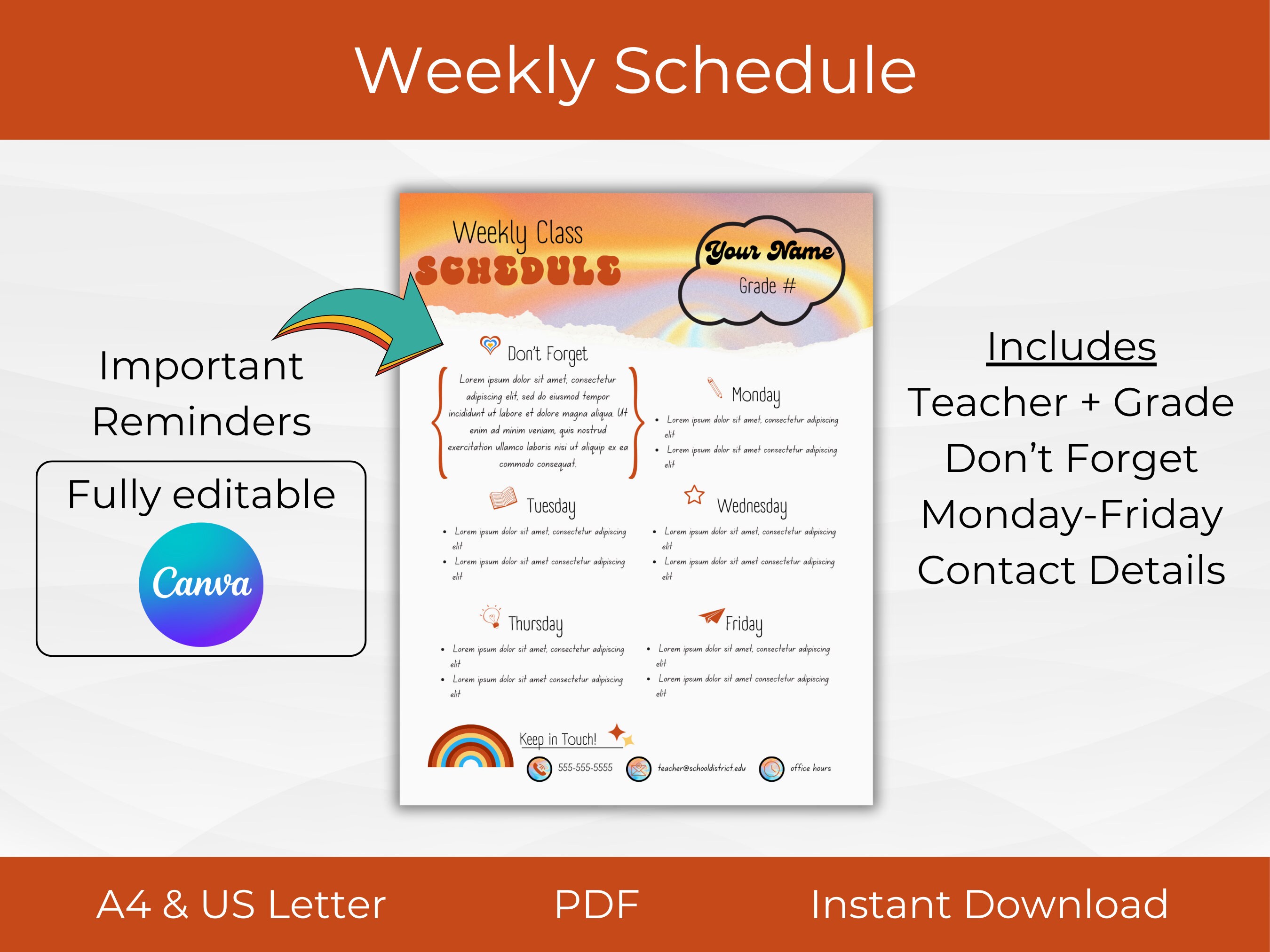Editable Groovy Meet the Teacher Template With Student Information ...
