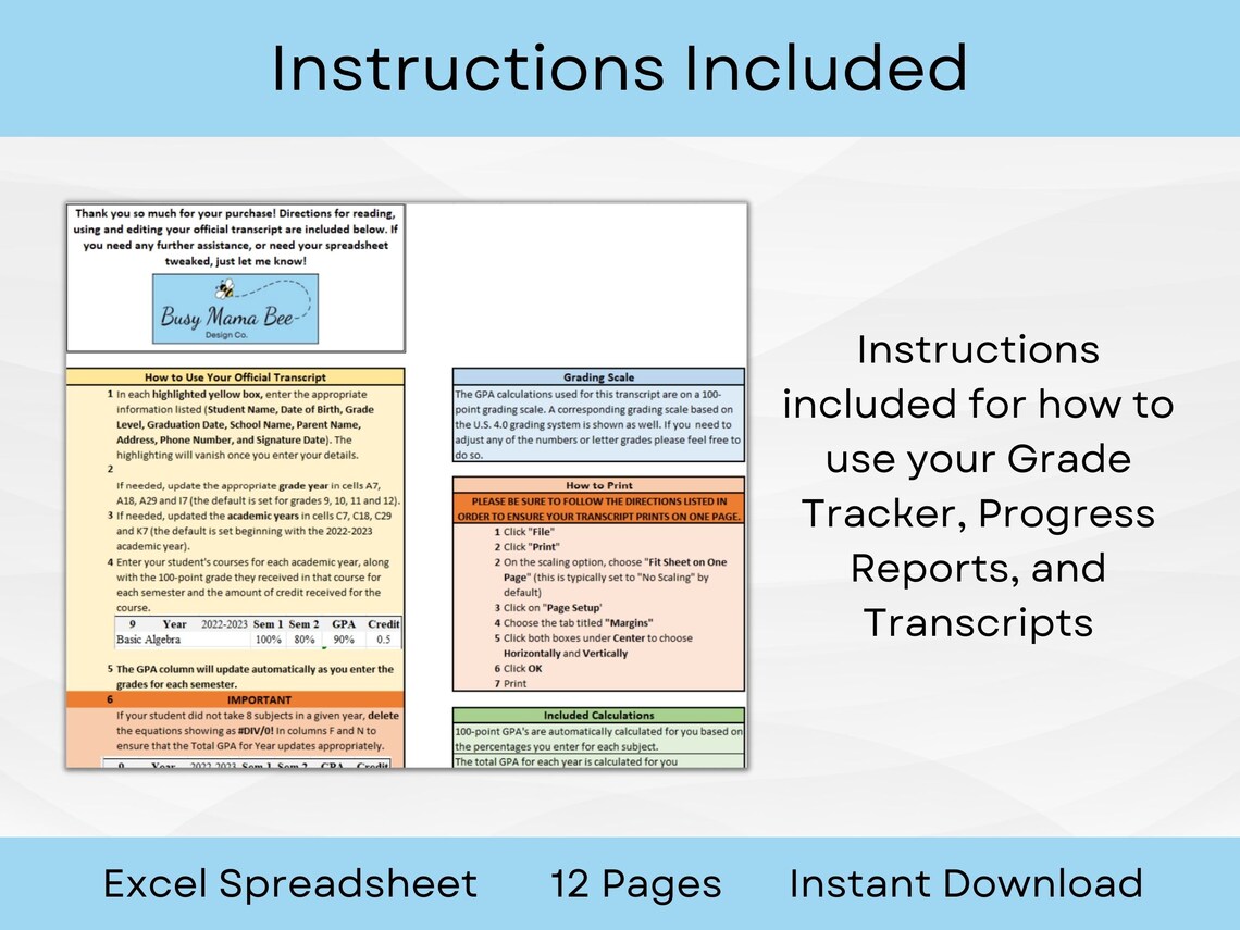 Homeschool Gradebook Progress Reports and Transcript Template - Etsy