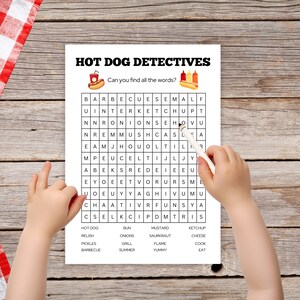 Summer Food Word Search | Printable Kids Word Find for Hot Dog Day| US ...
