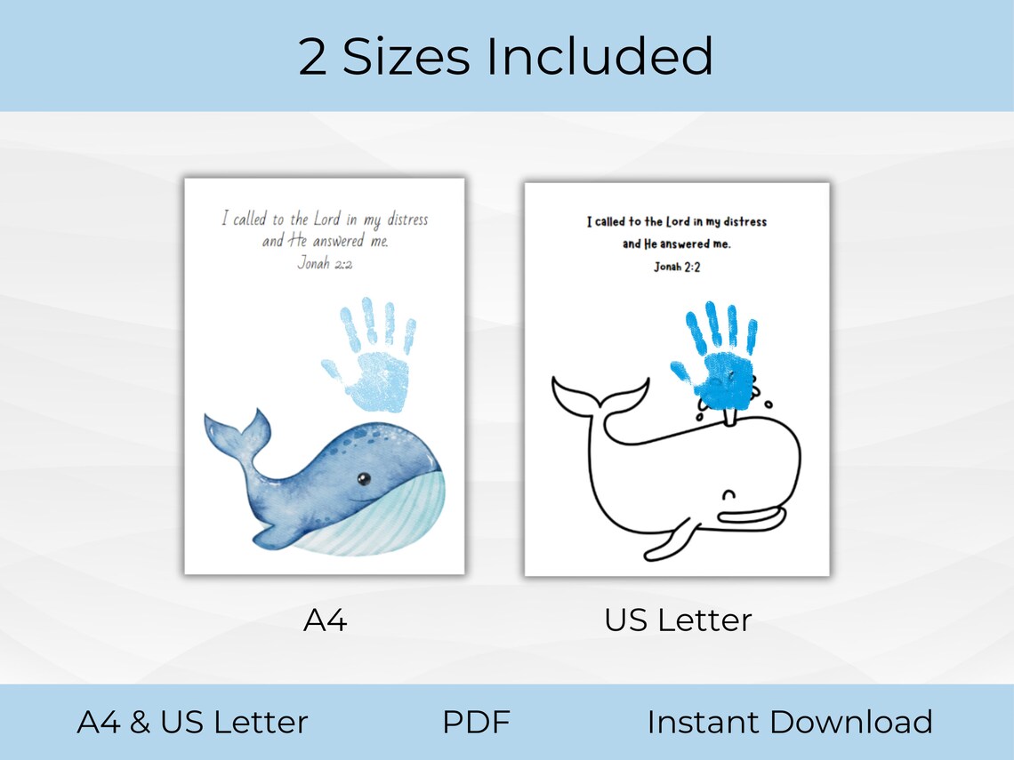 Jonah and the Whale Craft Bible Handprint Art and Coloring Page for ...