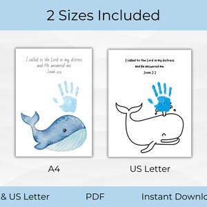 Jonah and the Whale Craft | Bible Handprint Art and Coloring Page for ...