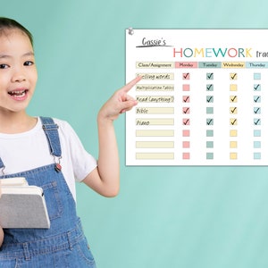EDITABLE Homework Tracker for Kids | Kids Daily Checklist | Printable ...