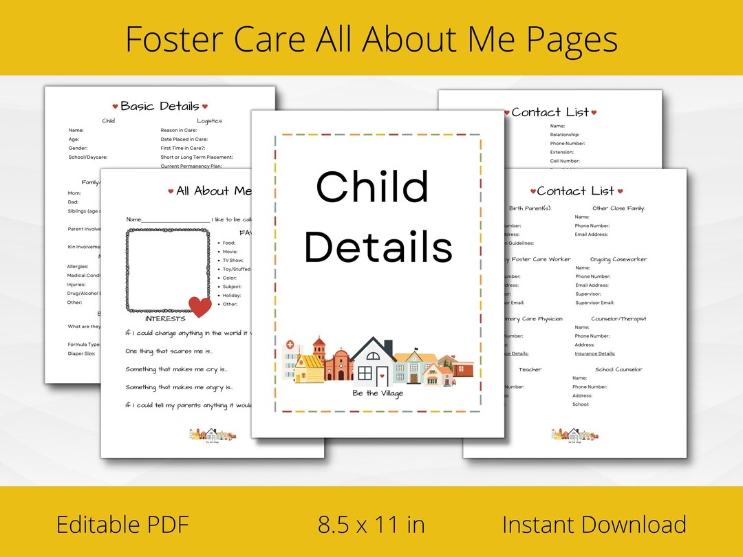 Editable Foster Care Binder Child Details Bundle Be the - Etsy