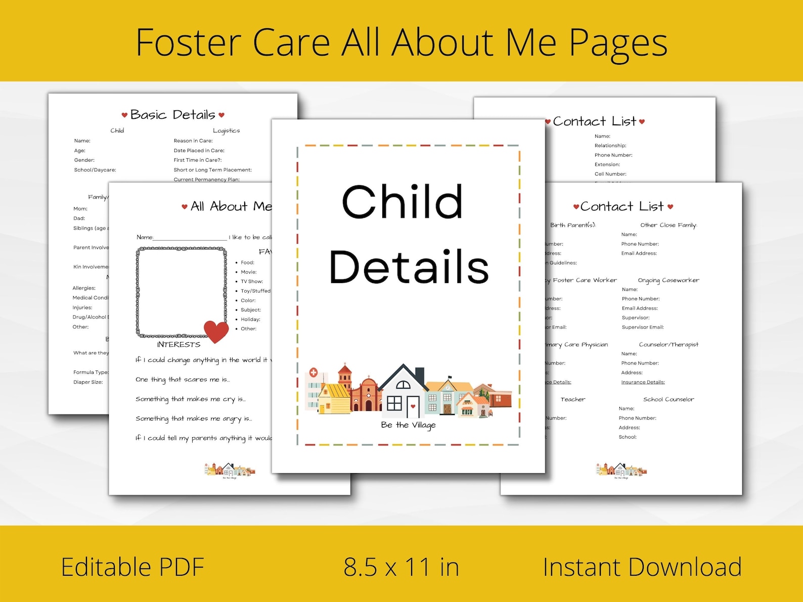 Editable Foster Care Binder Child Details Bundle Be the - Etsy