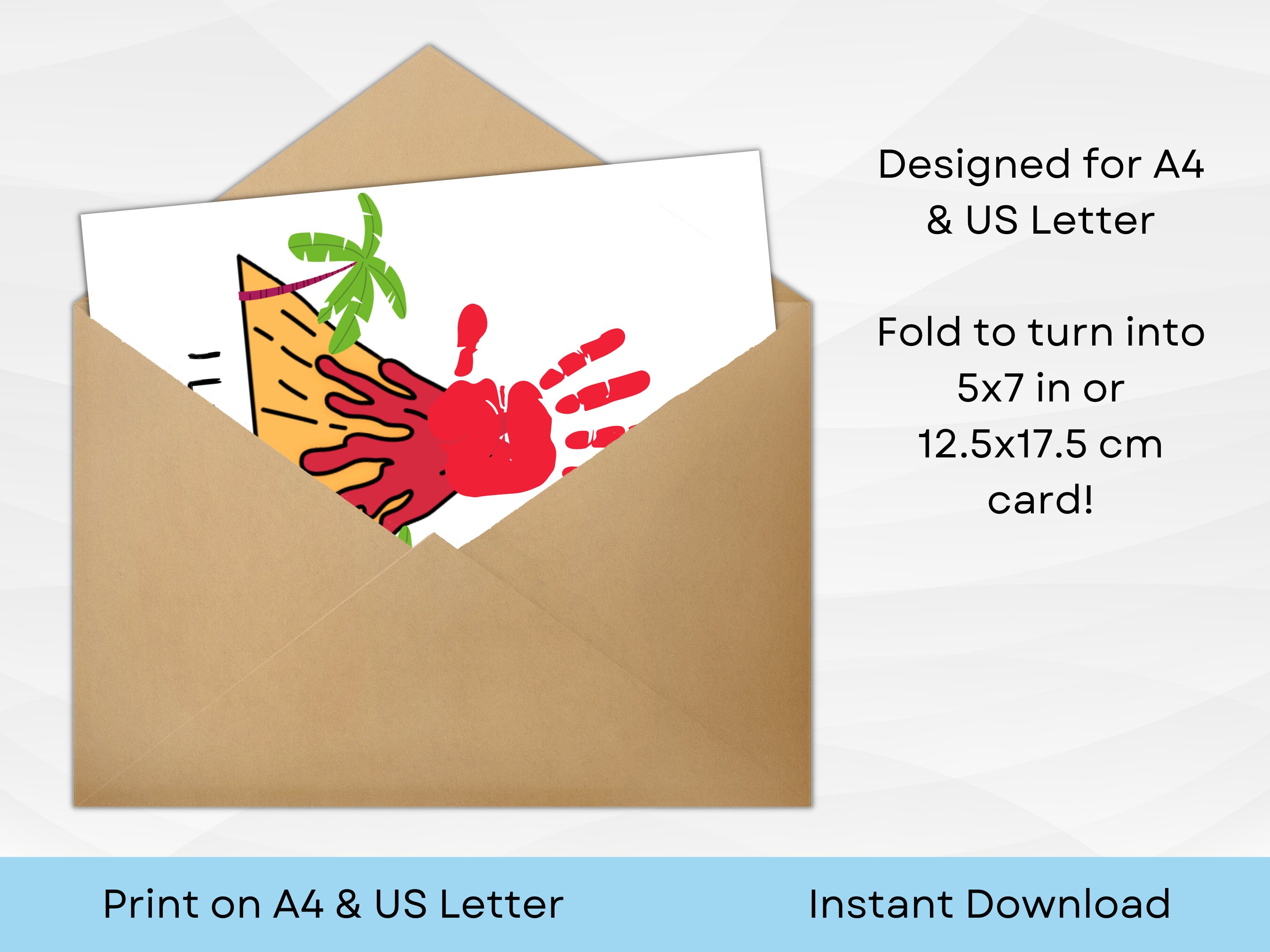 Editable Volcano Handprint Card From Kids for Fathers Day, Grandparents ...