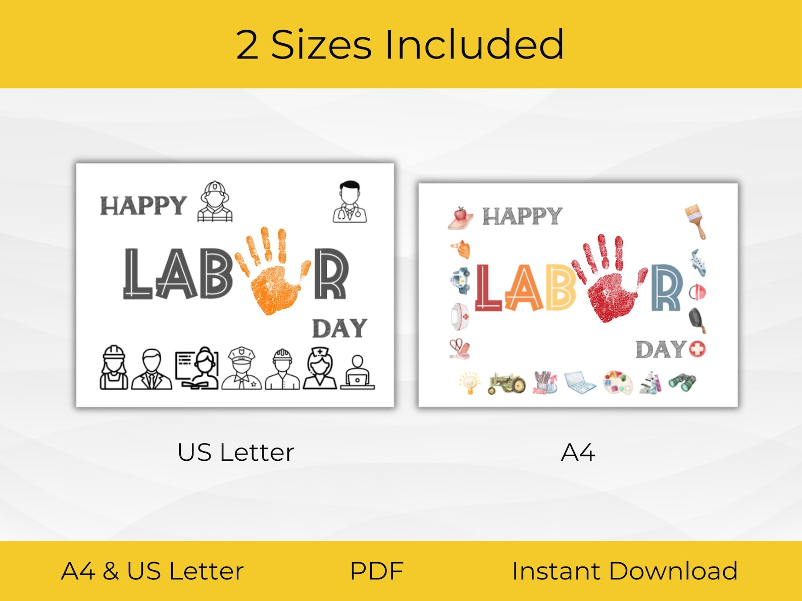 Labor Day Handprint Art and Coloring Page | Labor Day Party Games and ...