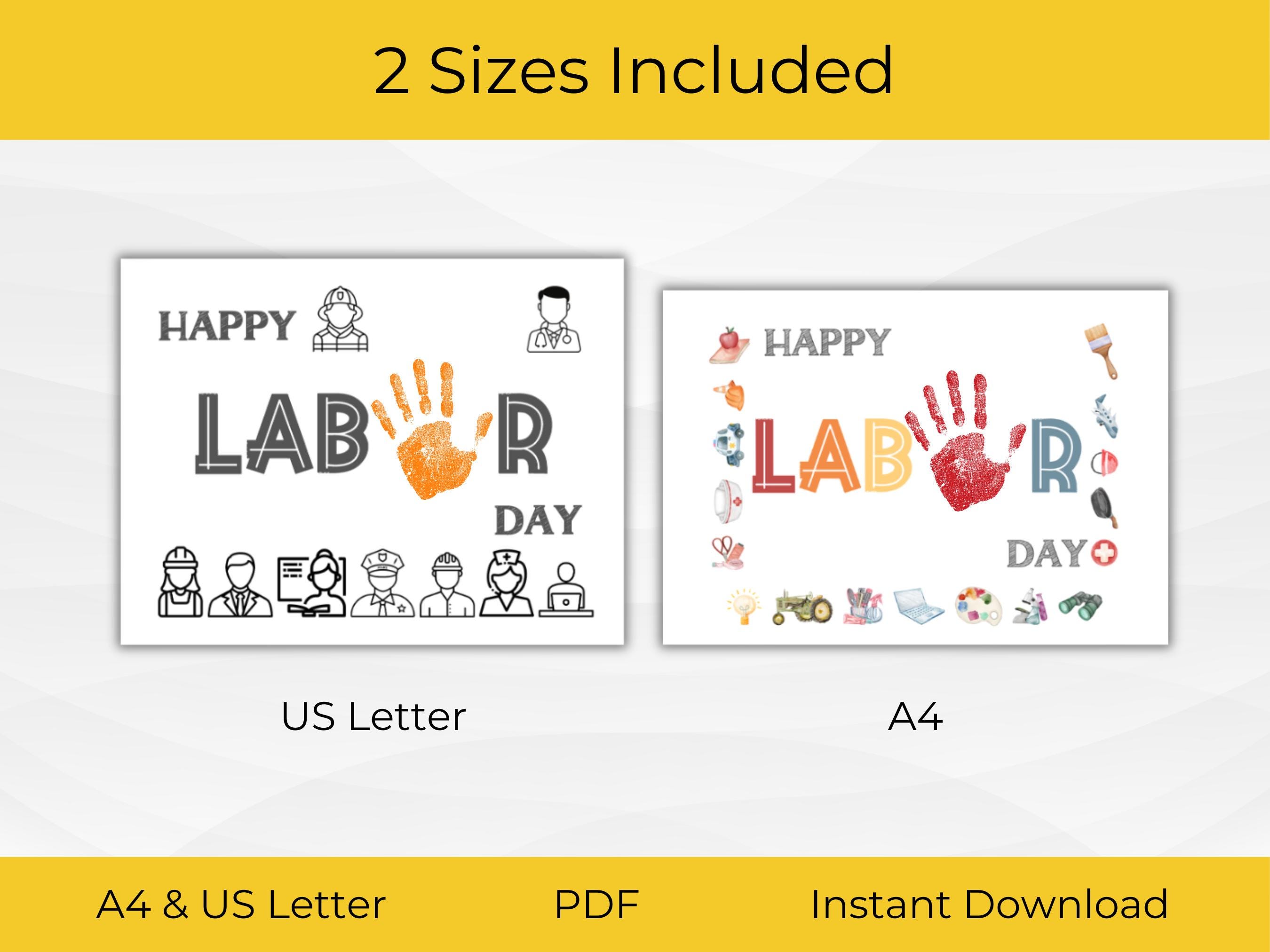 Labor Day Handprint Art and Coloring Page | Labor Day Party Games and ...