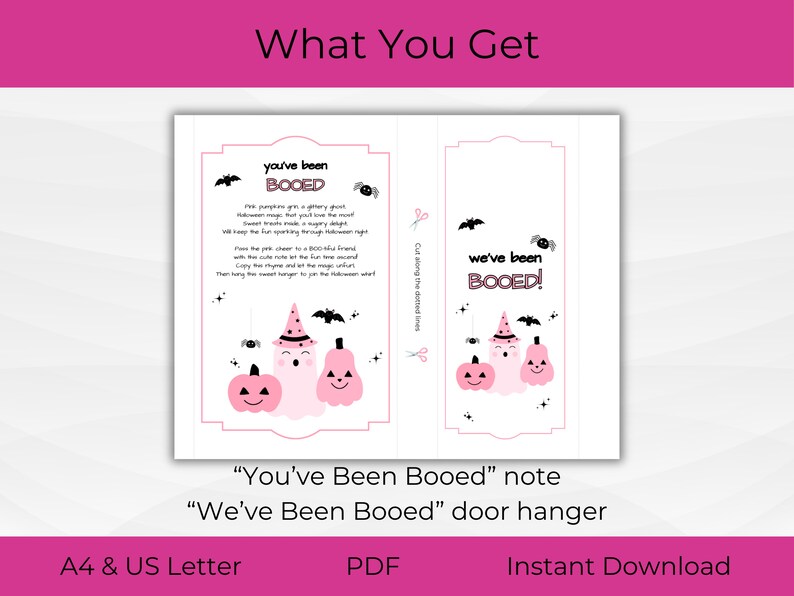 Printable "you've Been Booed" Poem With Doorhanger | Pink Halloween Boo ...