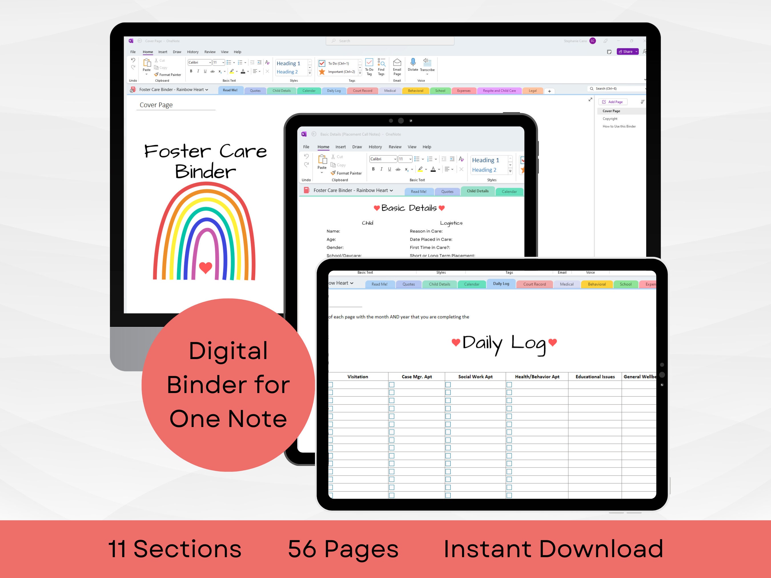 Foster Care Binder for Onenote Digital Foster Care Management Binder ...