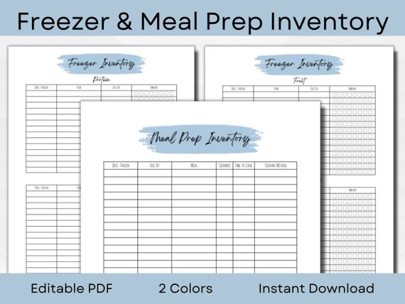 Editable Food Inventory List With Meal Prep Inventory Boho - Etsy