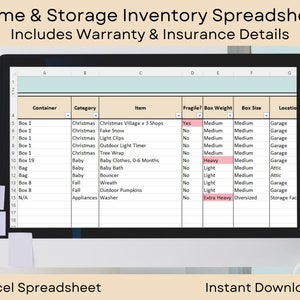 Inventory Spreadsheet With Warranty and Insurance Details Home and ...
