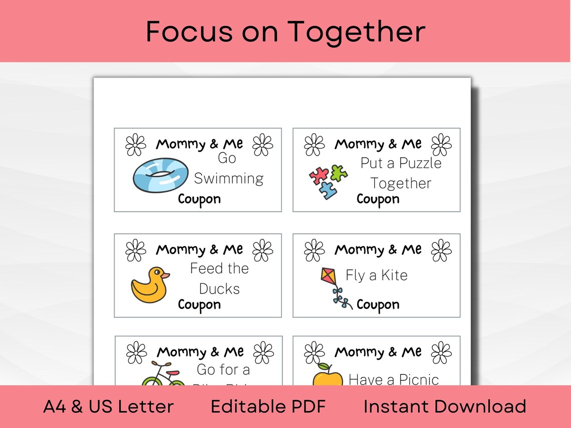 EDITABLE Mothers Day Coupon Book From Kids | Coupon Template | A4 and ...