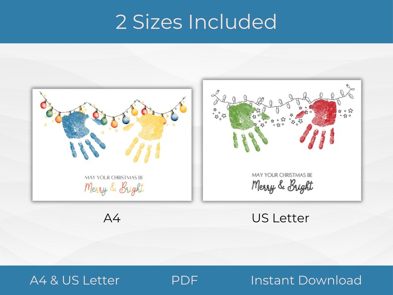 Christmas Handprint Art Template | Merry and Bright Christmas Lights ...