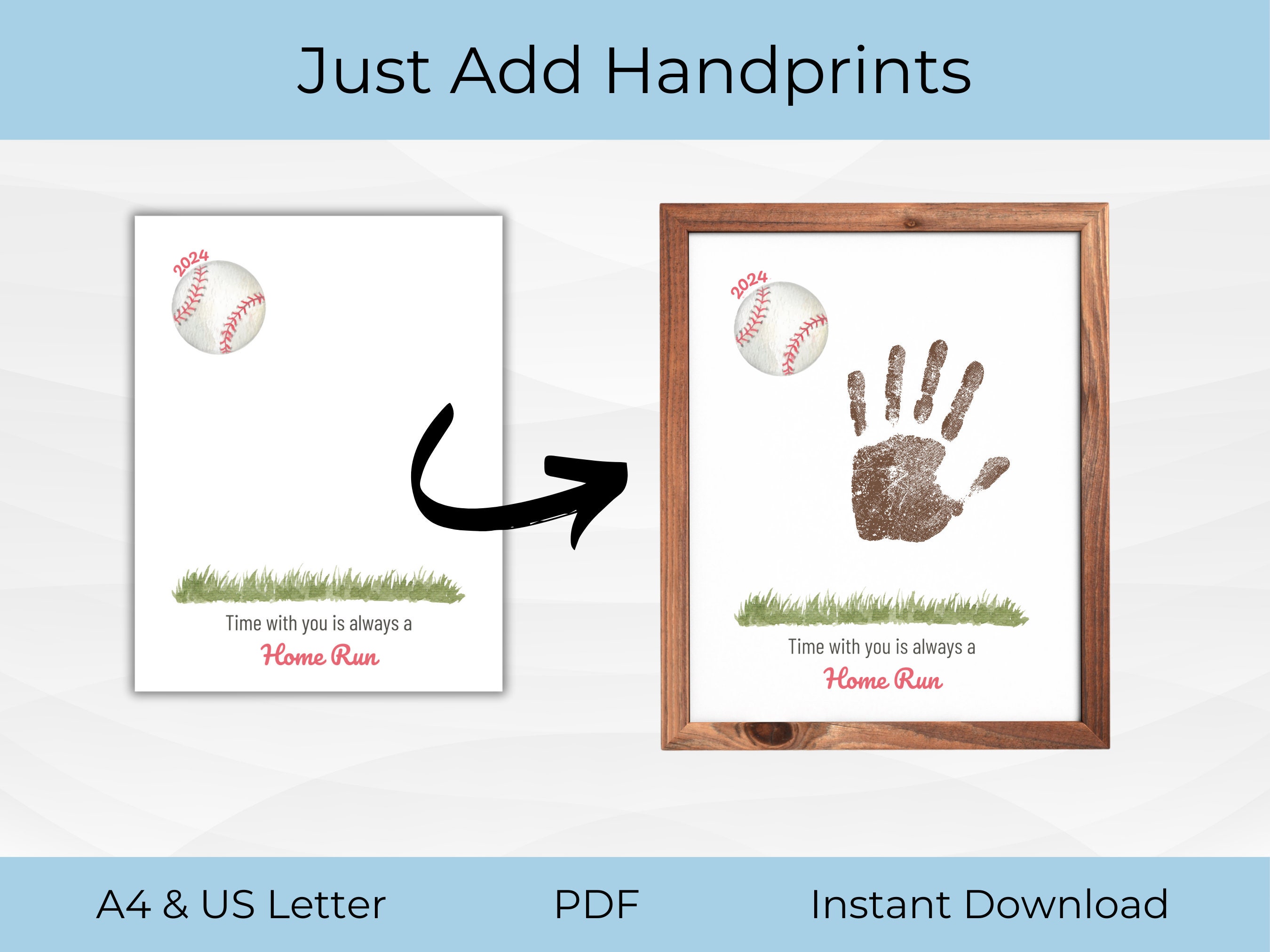 Father's Day Handprint Craft From Kids | Baseball Gift for Dad | Home ...