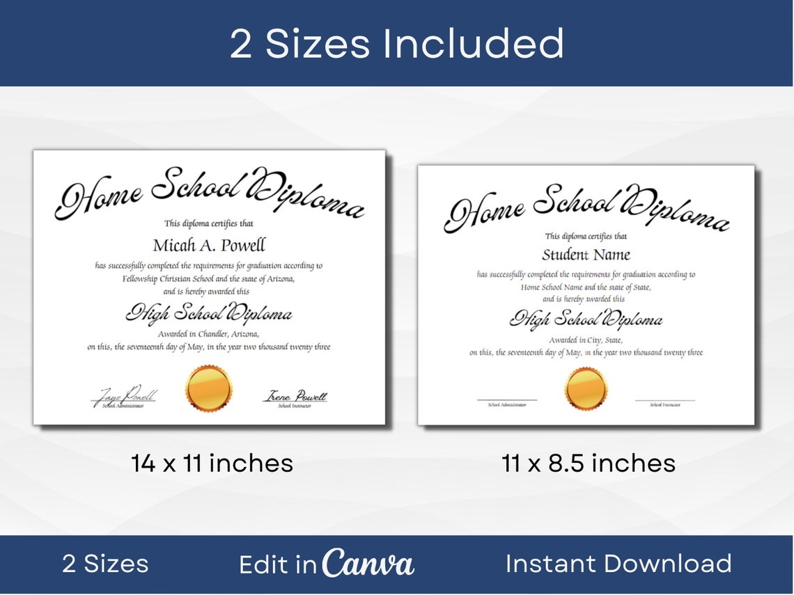 Printable Homeschool Diploma Template | Editable High School Diploma ...