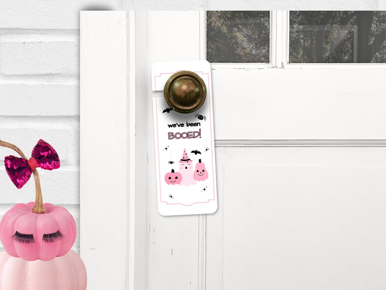 Printable "you've Been Booed" Poem With Doorhanger | Pink Halloween Boo ...