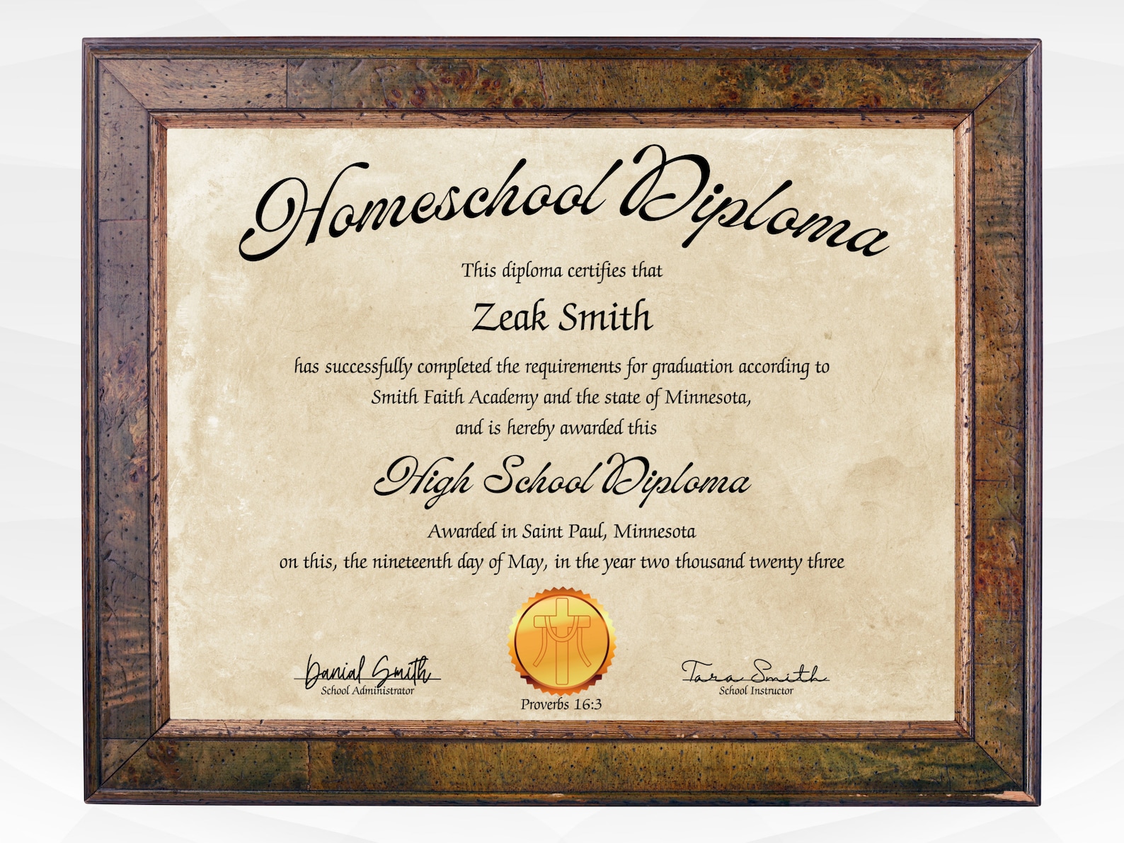 Printable Homeschool Diploma Template With Bible Reference | Editable ...