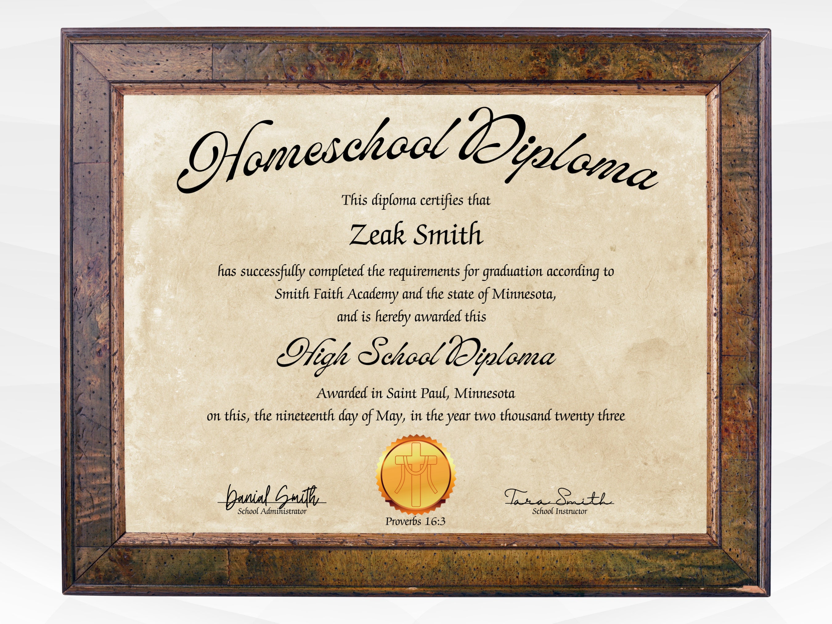 Printable Homeschool Diploma Template With Bible Reference | Editable ...