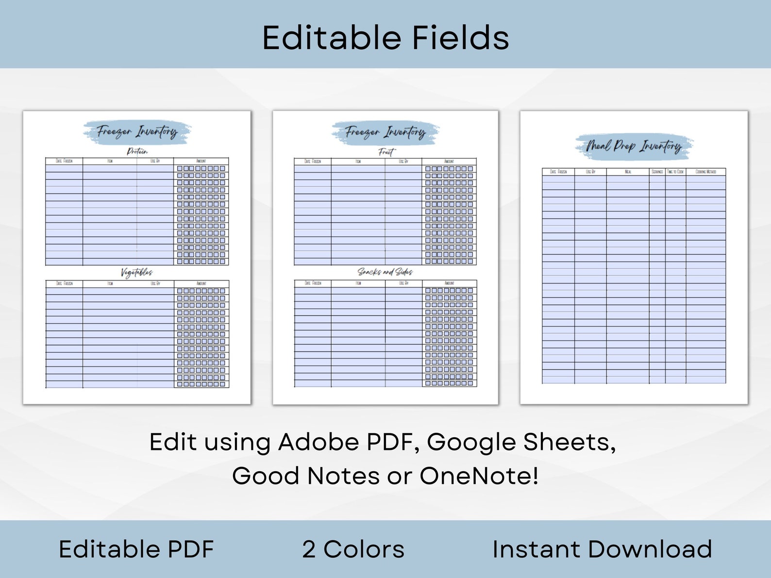 Editable Food Inventory List With Meal Prep Inventory | Essentials for ...