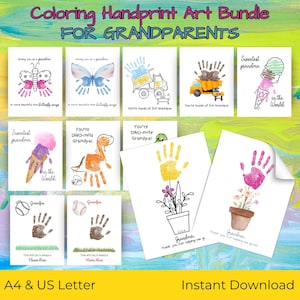 Grandparents Day Handprint Art Templates and Coloring Pages | Birthday ...