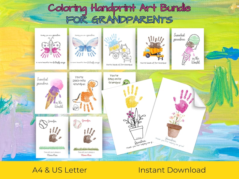 Grandparents Day Handprint Art Templates and Coloring Pages | Birthday ...
