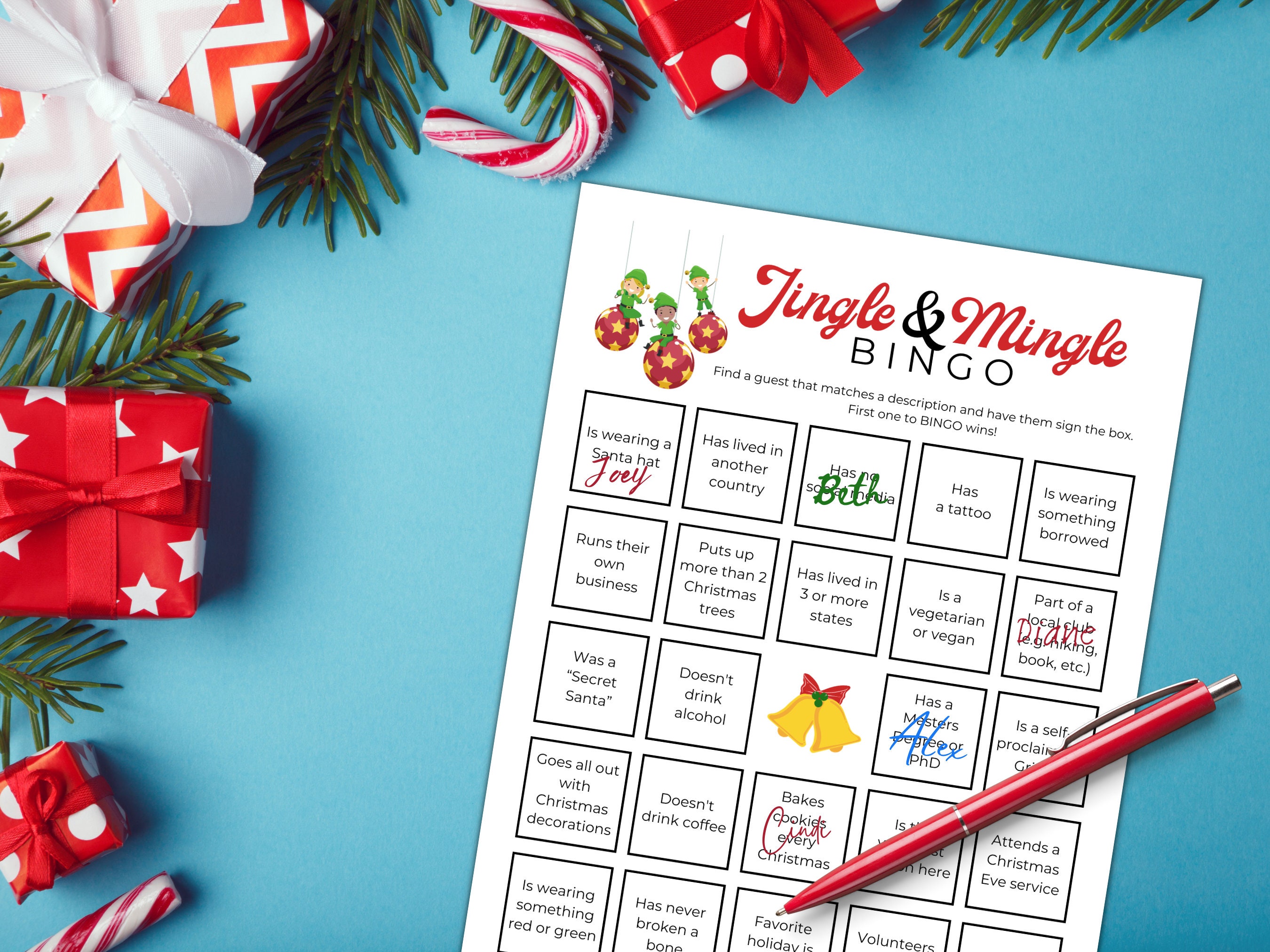 Printable Jingle and Mingle BINGO Game for Christmas Party | Find the ...