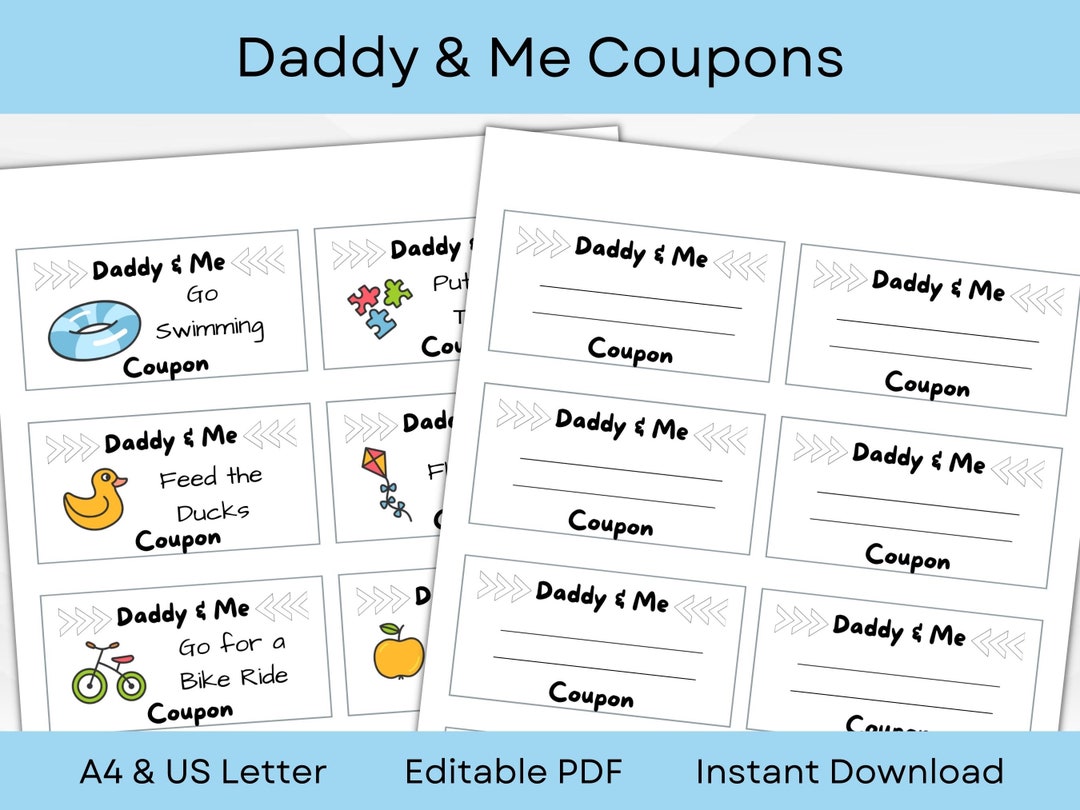 EDITABLE Fathers Day Coupons Coupon Book Template Birthday - Etsy