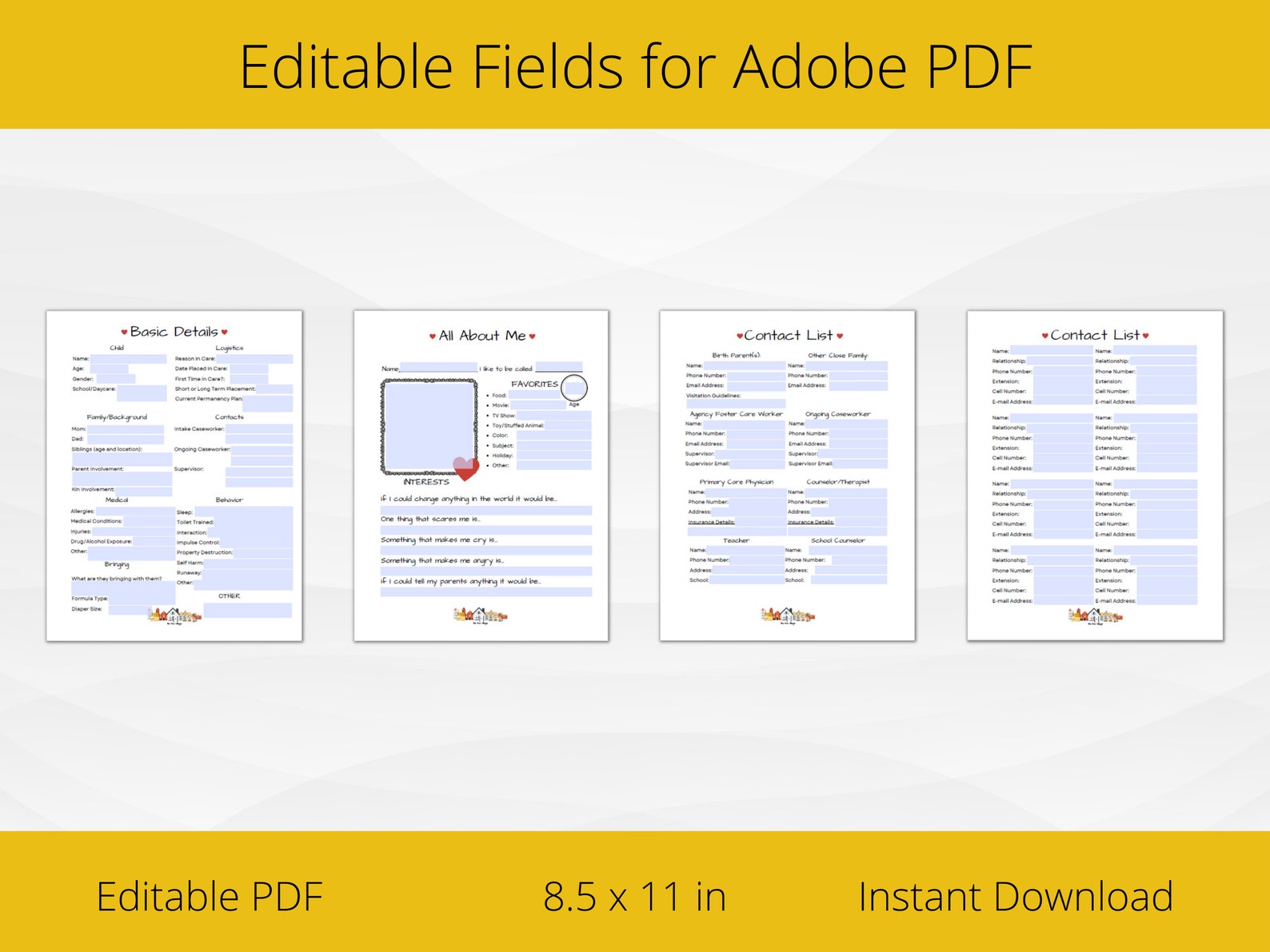 Editable Foster Care Binder Child Details Bundle Be the | Etsy