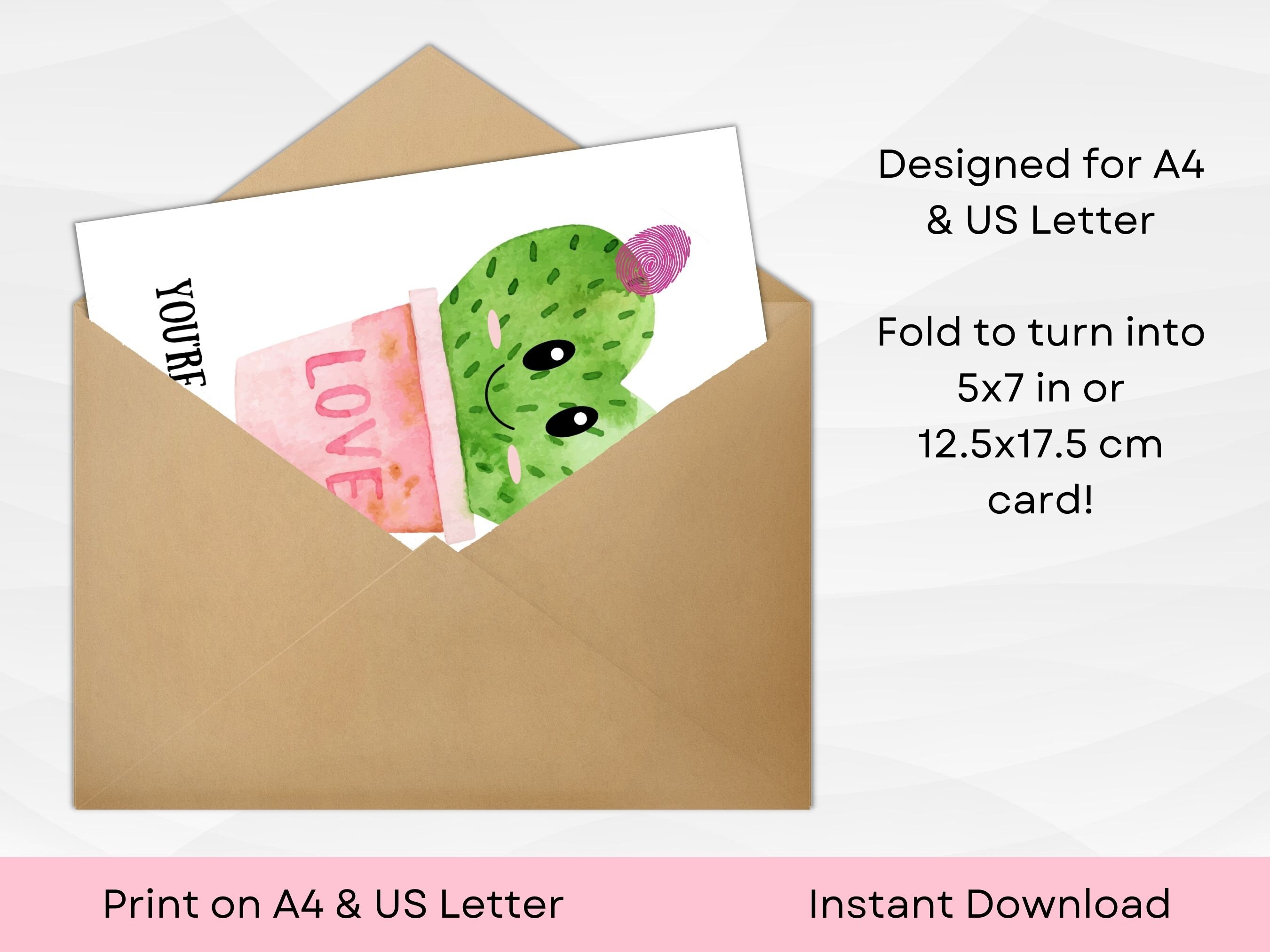 EDITABLE Mothers Day Cactus Fingerprint Art Card From Kids Print on A4 ...