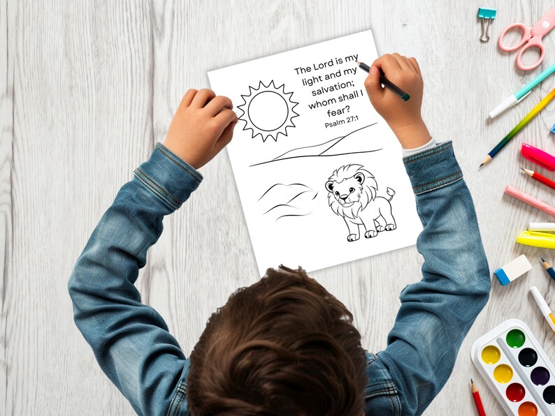 Kids Bible Coloring | Psalm 27:1 | Bible Preschool Coloring Page ...