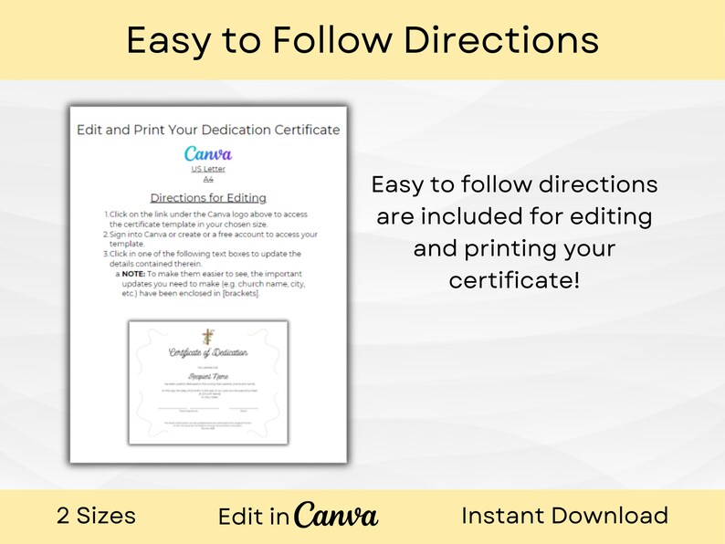 Editable Baby Dedication Certificate Template Fully Editable Text and ...