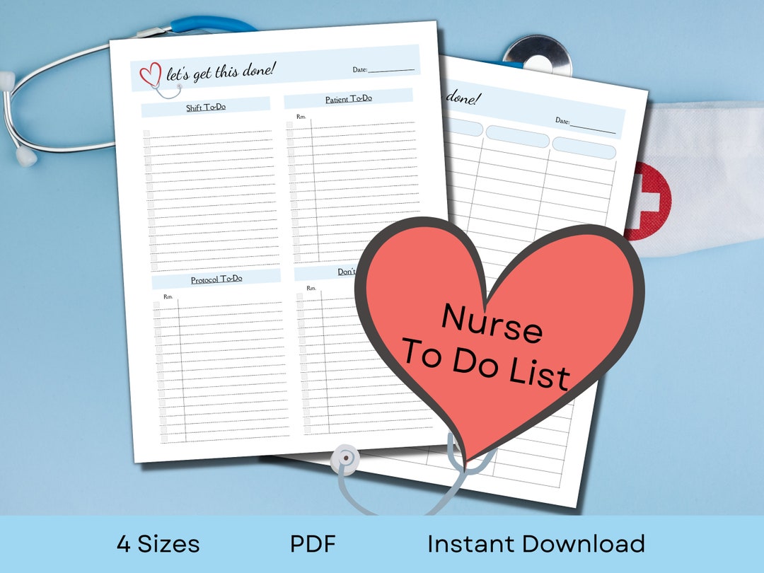 Nurse to Do List | Report Sheet and Handoff Sheet for Nurses | A4, A5 ...