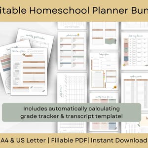 Editable Homeschool Planner Bundle With Transcript Templates | 2 Styles ...