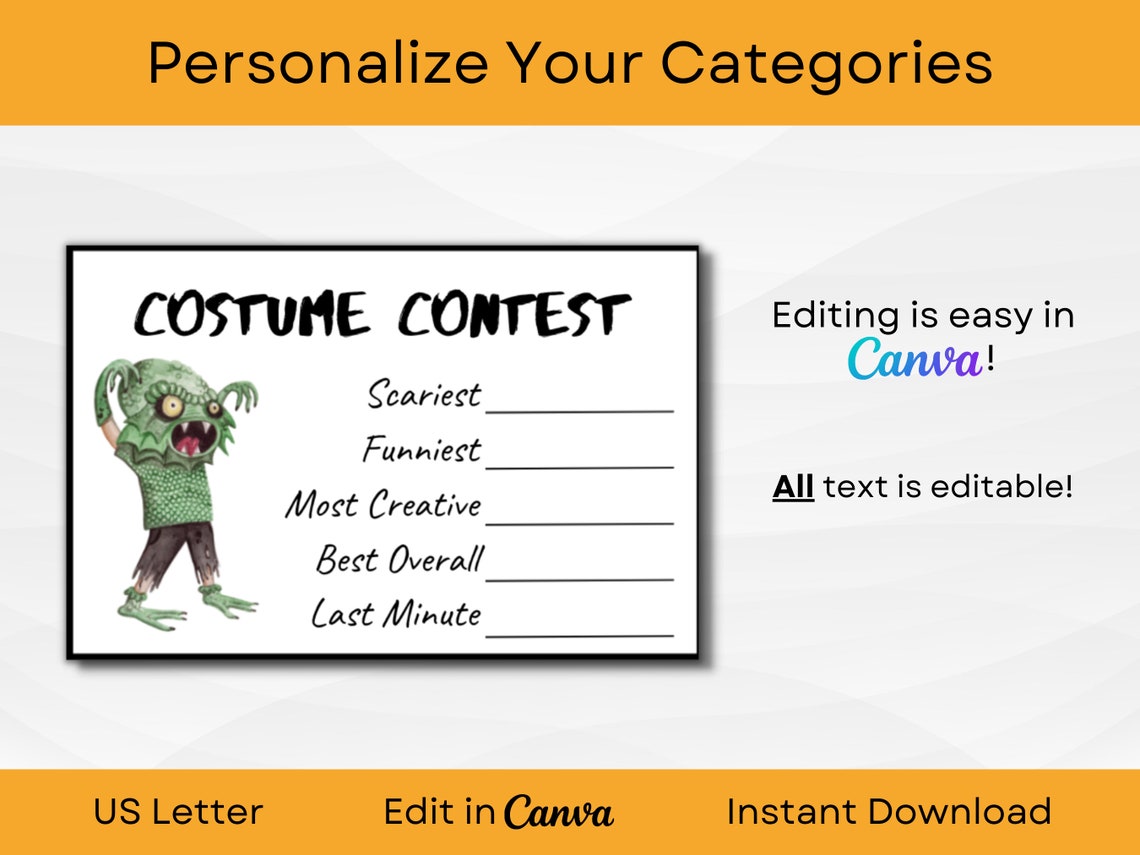EDITABLE Halloween Ballot Template for Costume Contest With Retro ...