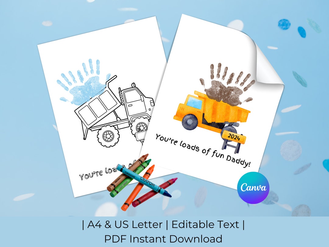 Fathers Day Handprint Craft | Dump Truck Coloring Sheet | DIY ...