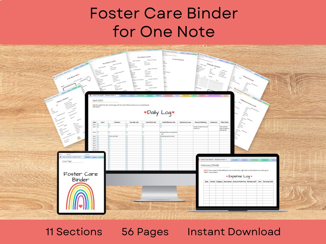 Foster Care Binder for Onenote | Digital Foster Care Management Binder ...