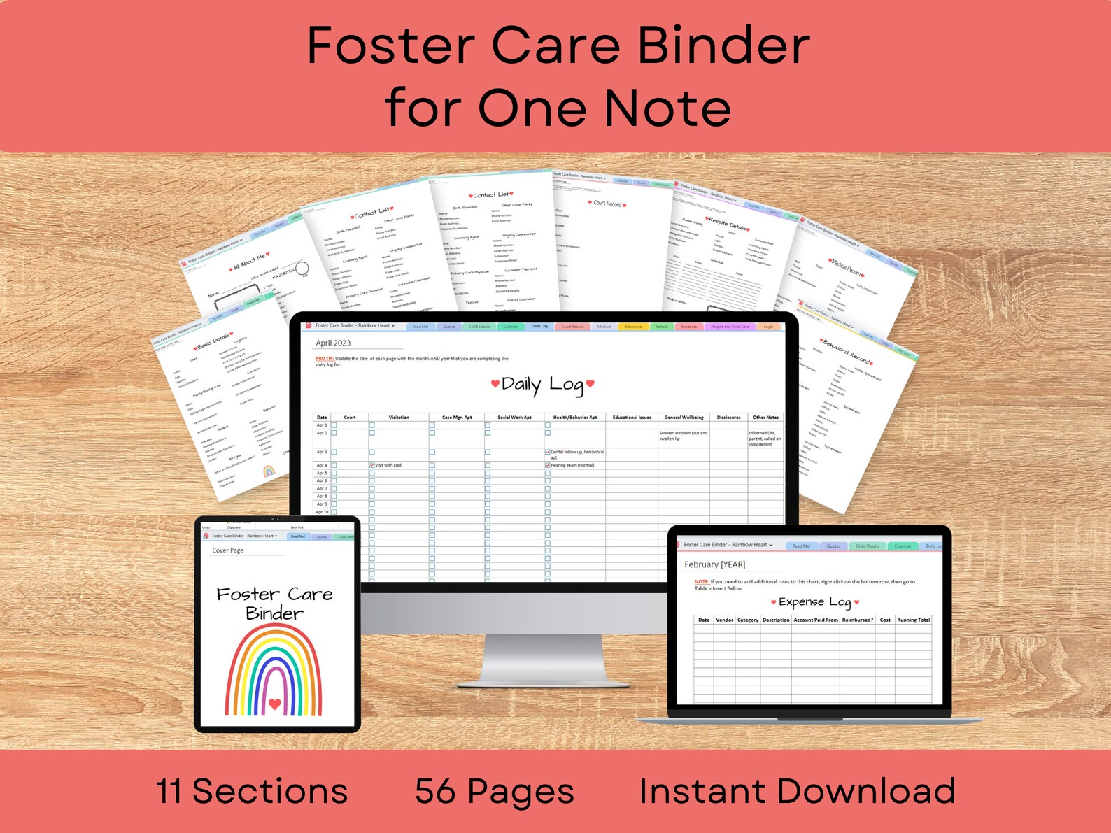 Foster Care Binder for Onenote | Digital Foster Care Management Binder ...