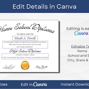 Printable Homeschool Diploma Template | Editable High School Diploma ...